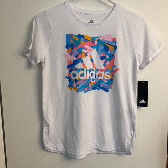 adidas | Shirts & Tops | Adidas Nwt Girls Multicolor Graphic Logo ...